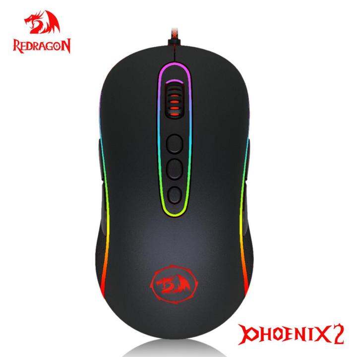 REDRAGON PHOENIX 2 M702เมาส์เกมสายยูเอสบี RGB 10000 DPI 11ปุ่มเมาส์ออกแบบได้ตามหลักสรีรศาสตร์ ...