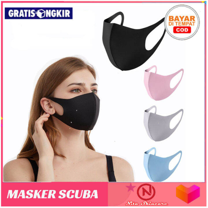Nita Skincare - Masker Scuba Masker Kain Polos Bahan Scuba Dewasa Anak ...