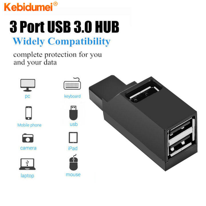 Kebidumei Mini 3 Ports USB 3.0 HUB High Speed Data Transfer Splitter ...