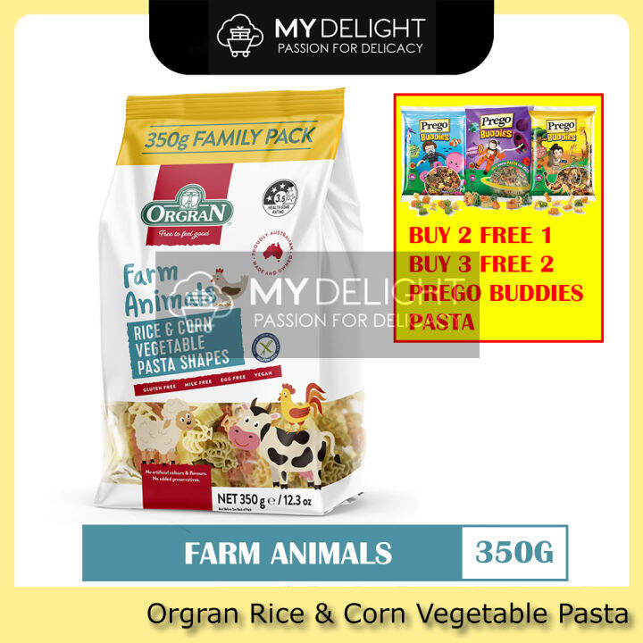 350g Orgran Kids Gluten Free Rice & Corn Vegetable Pasta Farm Animals ...