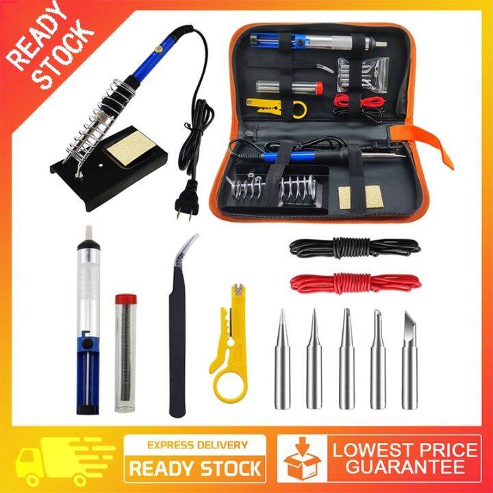 15PC/Set 60W 220V Soldering Iron Set Electronic Iron Kit 200-450°C ...