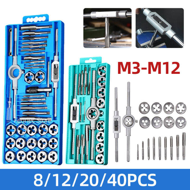 12 Pcs 20 Pcs 40 Pcs Hand tap and die set Alat Snai dan Tap Ulir Baut ...