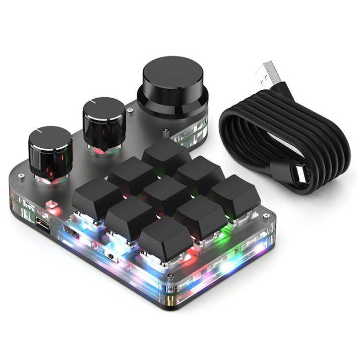 Programming Macro Custom 9 Key 3 Knob Keyboard Rgb Copy Paste Mini 8941