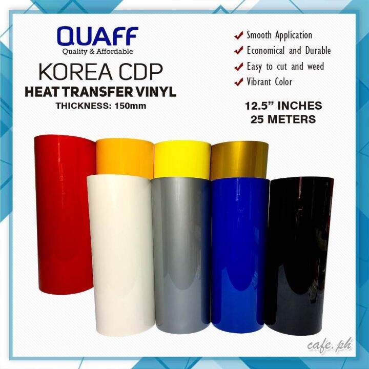 QUAFF Korea PVC Rubberized Heat Transfer Vinyl CDP (12.5 inches x 1 ...