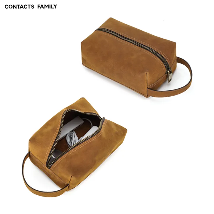 Genuine Leather Portable Electronic Storage Bag Large Capacity Cable ...
