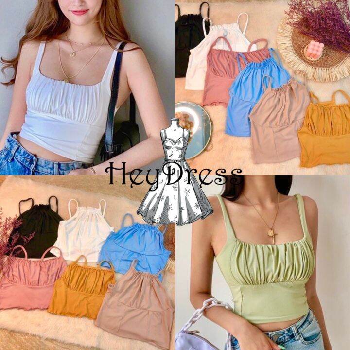 HeyDress Sexy Ribbed Ruffle Bust Top Crop top free size | Lazada PH