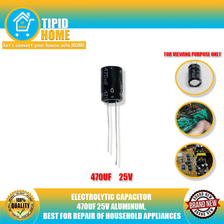 ELECTROLYTIC CAPACITOR 470UF 25V ALUMINUM, BEST FOR REPAIR OF HOUSEHOLD ...