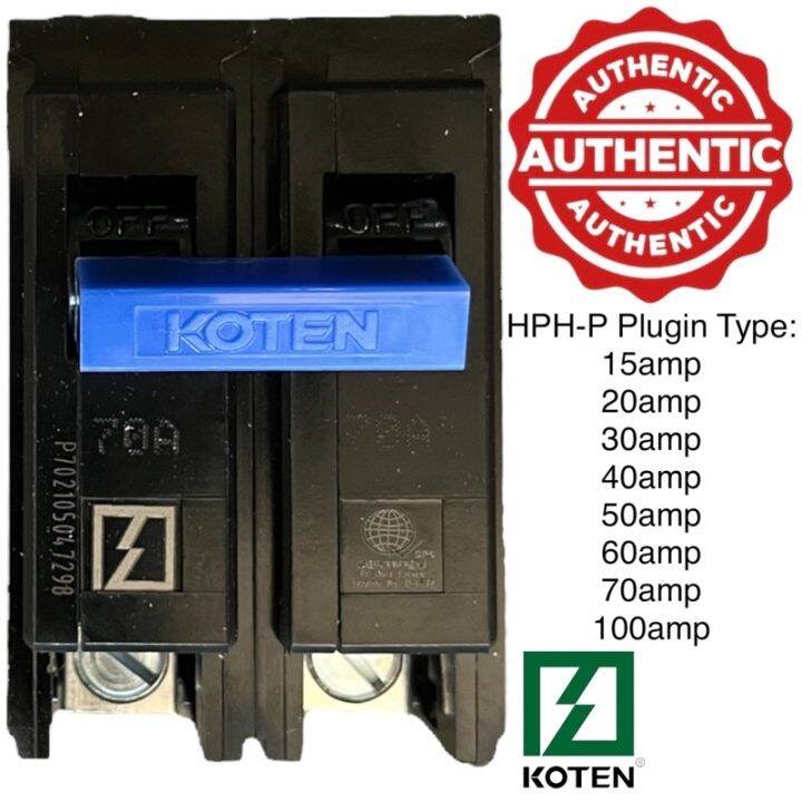 Koten Circuit Breakers PLUG-IN 15 20 30 40 60 70 100amp | Lazada PH