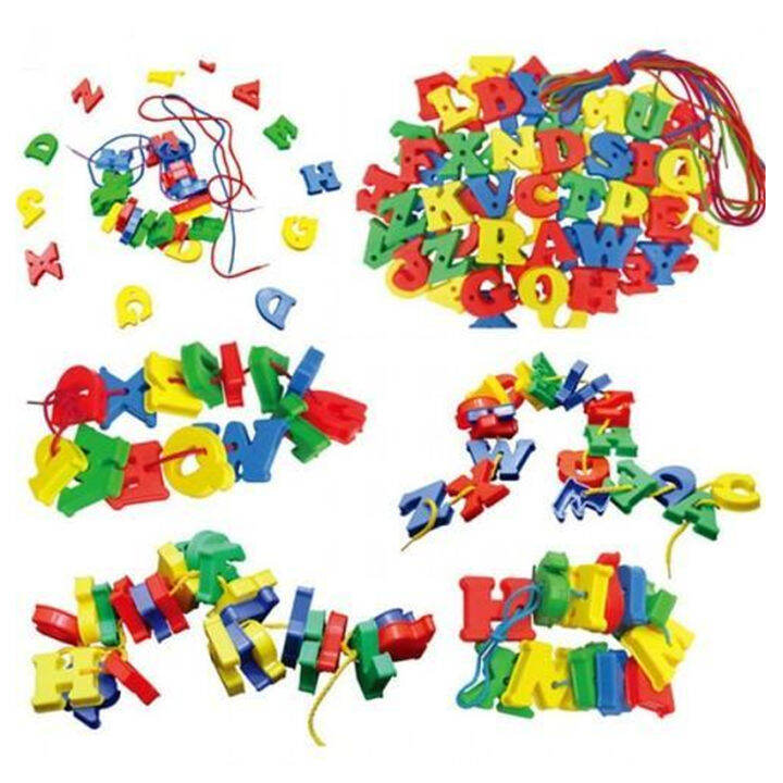 DIY Lacing Plastic Letters Alphabet Building Blocks Non-Toxic Children ...