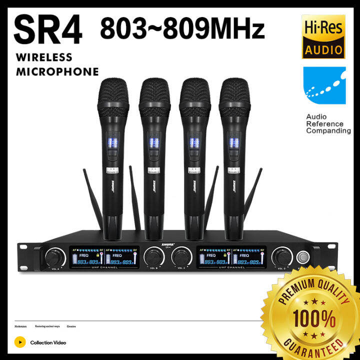 Wireless Microphone SHURE 4 Channel Professional MIC UHF Wireless ...