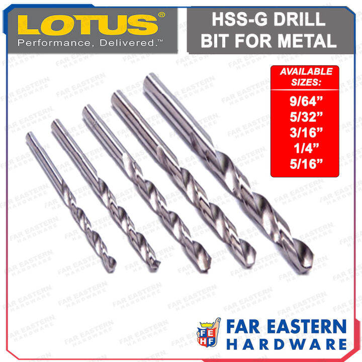 LOTUS HSS-G Drill Bit For Metal 9/64” 5/32” 3/16” 1/4” 5/16” LTAC | Lazada PH