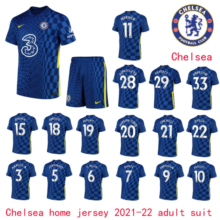 เสื้อกีฬาแขนสั้น ลายทีม Chelsea home Jersey 2021-22 PULISIC ZIYECH ...