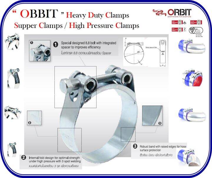 Pack: 1 Pcs-Group S OBHDW4: Heavy Duty Clamp-ORBIT(SUS304 All Parts ...