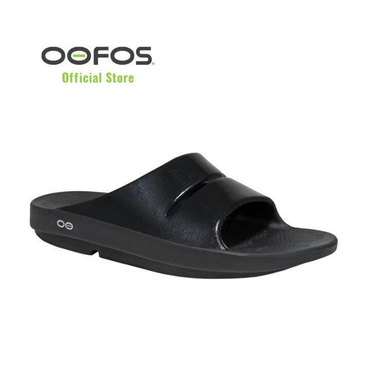 OOFOS Ooahh Luxe Black (ดำเงา) - รองเท้าแตะเพื่อสุขภาพ นุ่มสบายเท้าด้วยวัสดุอูโฟม บอกลาปัญหา ...