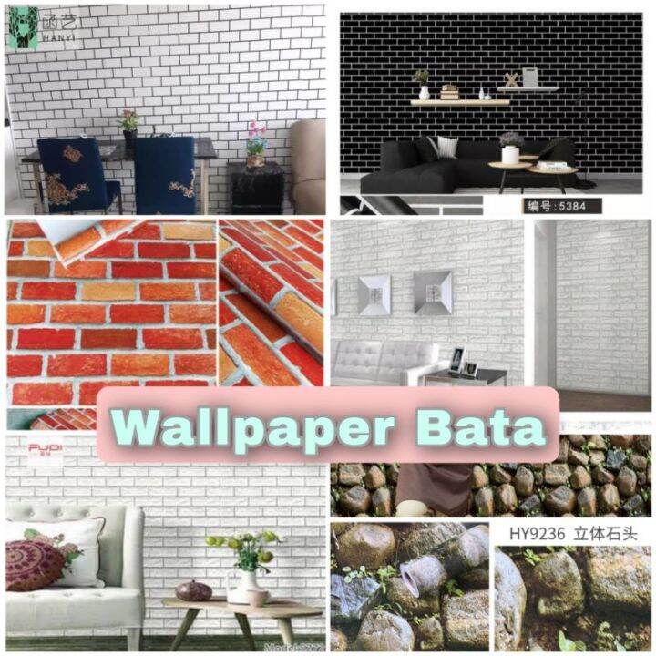 (COD) Wallpaper Stiker Dinding, Meja, Partisi, Motif Bata, Batu Alam ...