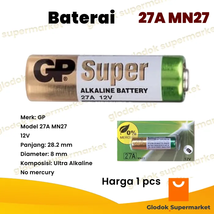 Baterai GP 27A MN27 Batu Batre 12v Battery 12 Volt Ultra Super Alkaline High Voltage | Lazada ...