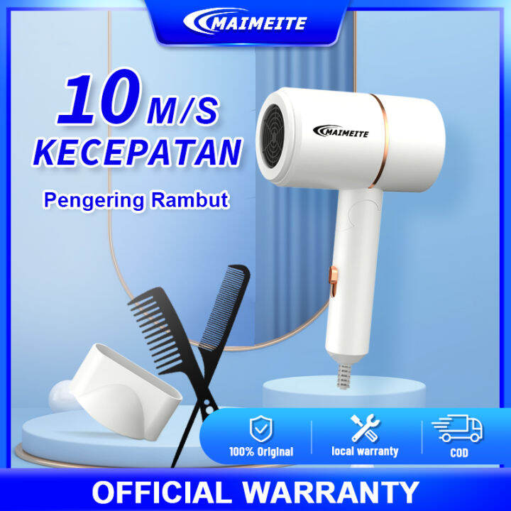 MAIMEITE Pengering rambut lipat, ion negatif Hair Dryer daya tinggi ...