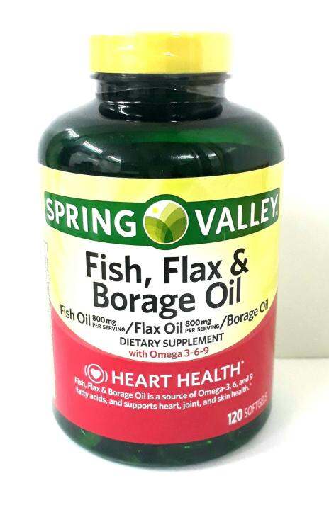 Spring Valley Fish, Flax & Borage Oil with Omega 3-6-9, 120 Softgels ...