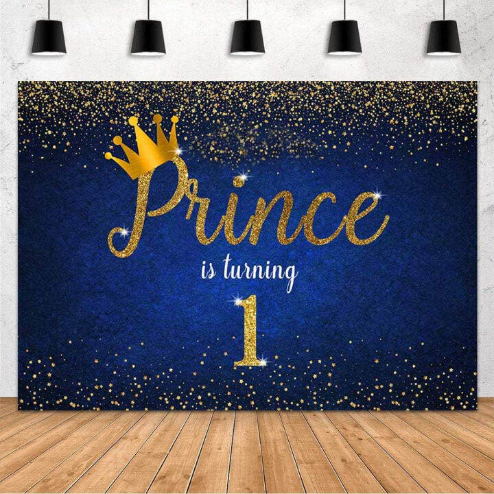 5x3ft Prince Boy 1st Birthday Photography Backdrop Gold Crown Glitter ...