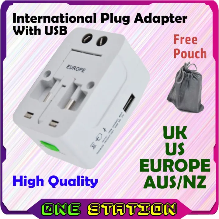 Universal Travel Adaptor 1 USB Port International Adapter Worldwide AU ...