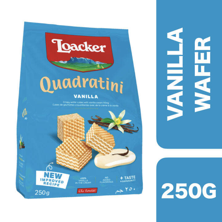 Loacker Wafer Quadratini Vanilla Flavour (Light Blue) 250g ++ ล็อคเกอร์ ...