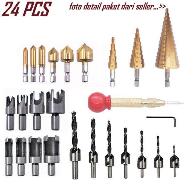 [Best Quality 24Pcs] Mata Bor Set Pagoga Spiral Countersink Pen Dowel ...