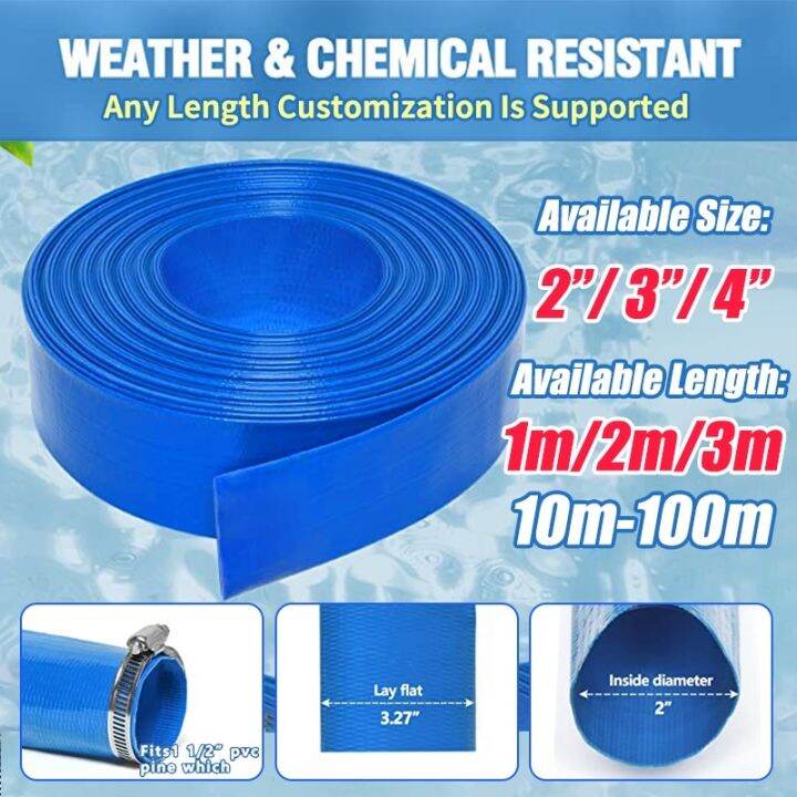 【DAIMAX】2 3 4 Submersible Water Pump Hose Discharge Duct Flat Blue Hose ...