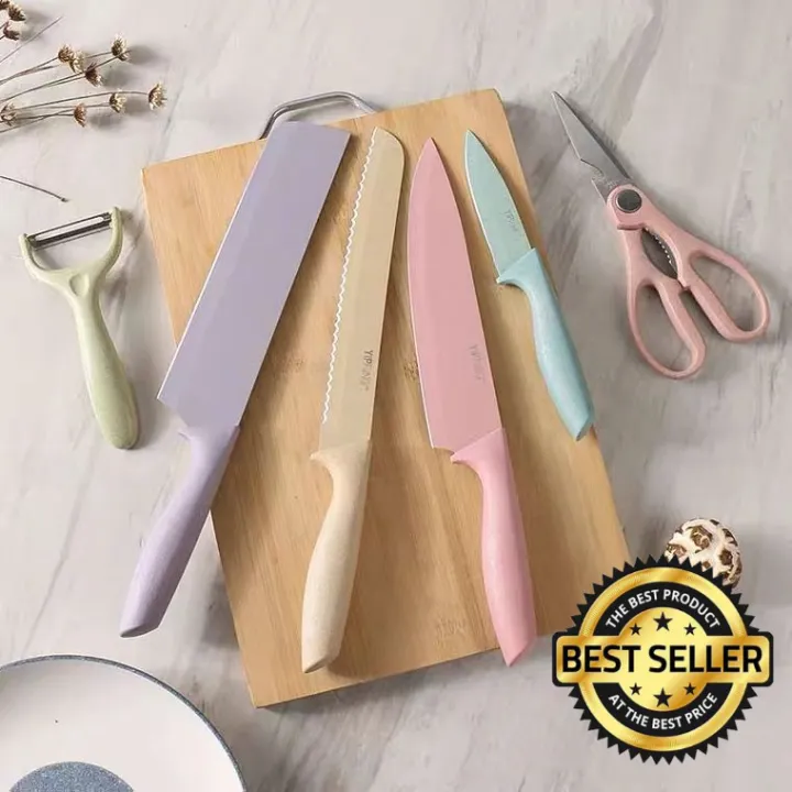 NEW 6-in-1 Corrugated Kitchen Knife Set with Slicing Knife Bread Knife ...
