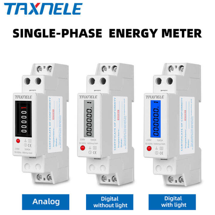 18mm Single Phase 1P 2 Wire Digital Wattmeter Power Consumption Analog ...