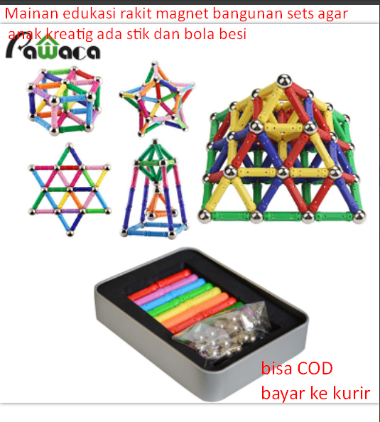 Mainan edukasi rakit magnet bangunan sets agar anak kreatig ada stik ...