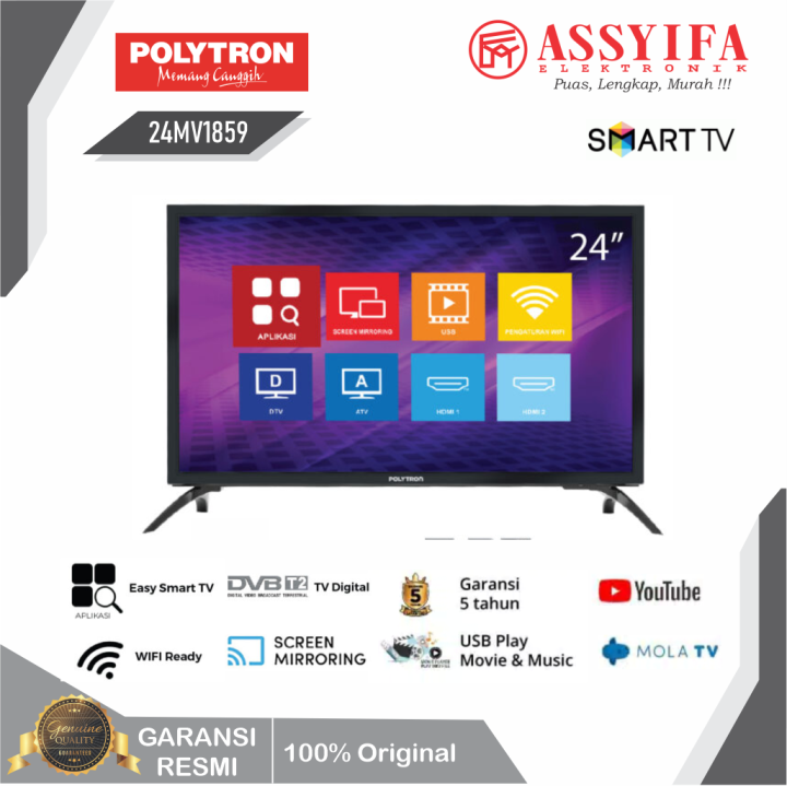 LED SMART TV POLYTRON 24 INCH TERBARU DIGITAL SUPPORT | Lazada Indonesia