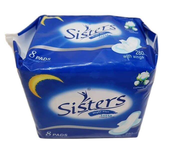SISTERS Night Plus Heavy Flow - Cottony Comfort With Wings (6 packs x 8 ...