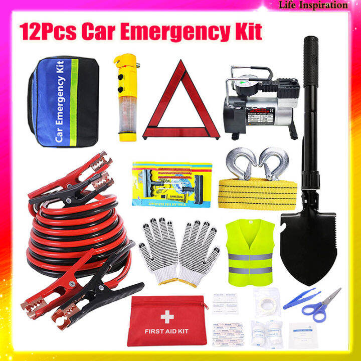 【On Stock】12 Pcs Car &Roadside Emergency Kit, Multipurpose Emergency ...
