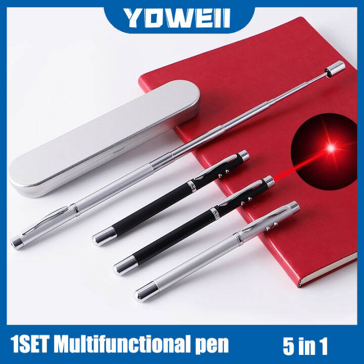 YOWEII 1SET 5 in 1 Laser Ballpoint Pen Telescopic Teacher Red lazer ...