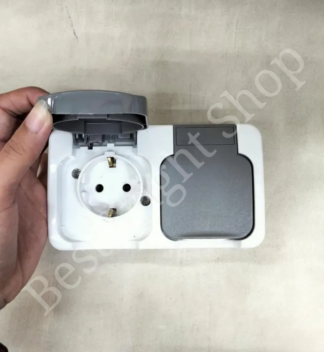 BROCO Atlantic Double Socket Outlet Outdoor Stop Kontak Tutup 2252 ...