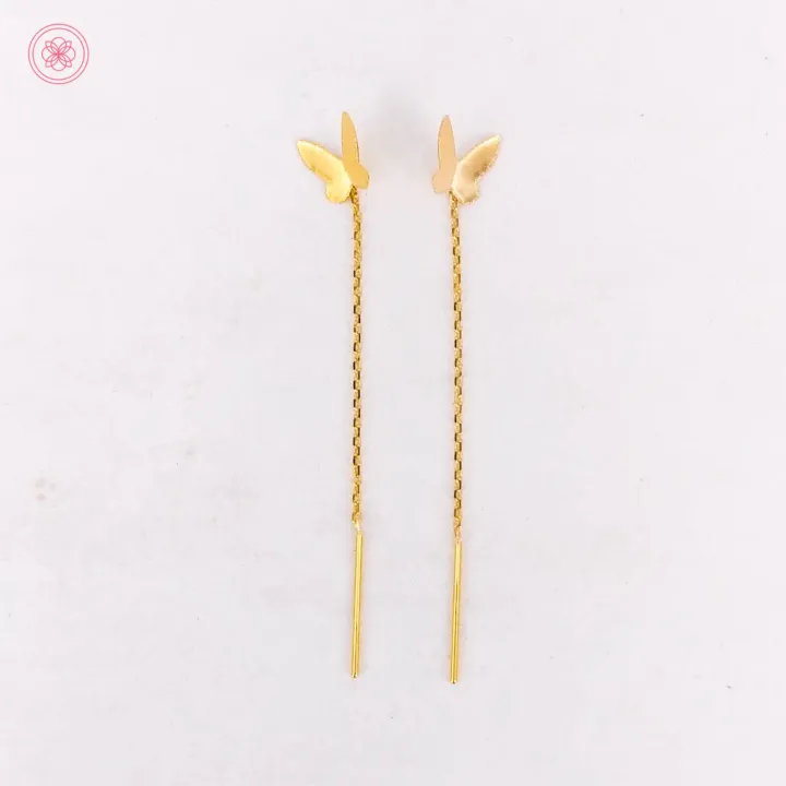 COD PAWNABLE 18k Saudi Gold Butterfly Tic Tac Gold Earrings | Lazada PH