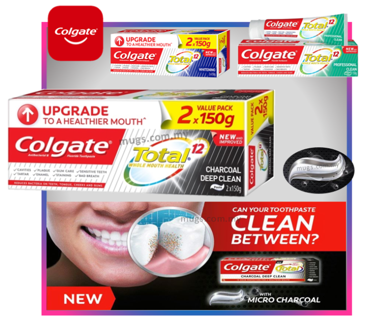 Colgate Total 12 Charcoal Pro Breath Health Whitening Deep Clean 1x ...