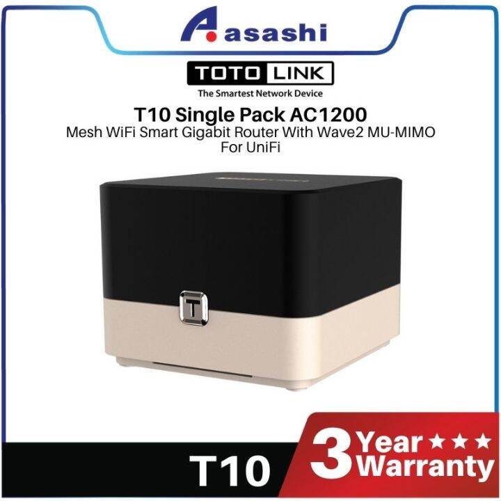 Totolink T10 Single Pack Ac1200 Mesh Wifi Smart Gigabit Router With Wave2 Mu Mimo Support Unifi