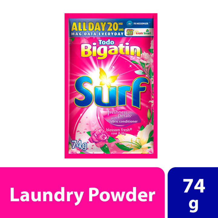 Surf Blossom Fresh Rose & Lily Powder Detergent with Fabcon 24 x 74g | Lazada PH