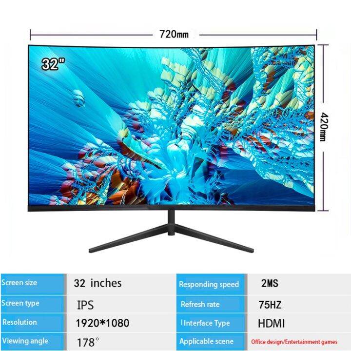 32 Inch LCD Monitor Gamer 75Hz 1920×1080 HD Gaming Monitor Flat Panel ...