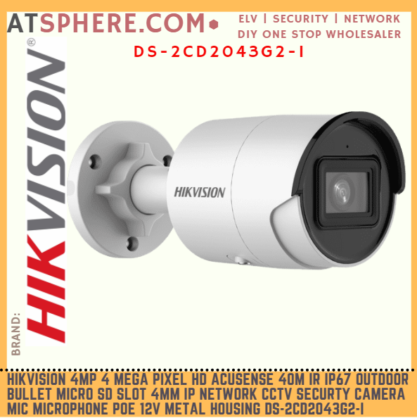 Hikvision 4mp 4 Mega Pixel 40m Ir Ip67 Outdoor Bullet Micro Sd Ip