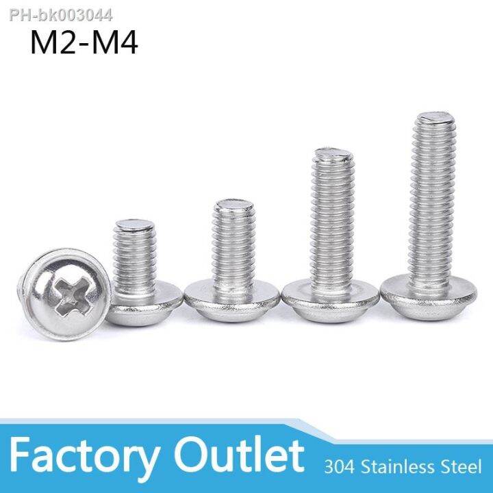 10/50pc M2 M2.5 M3 M4 304 A2 Stainless Steel PWM DIN967 Cross Phillips Pan Round Truss Head With ...