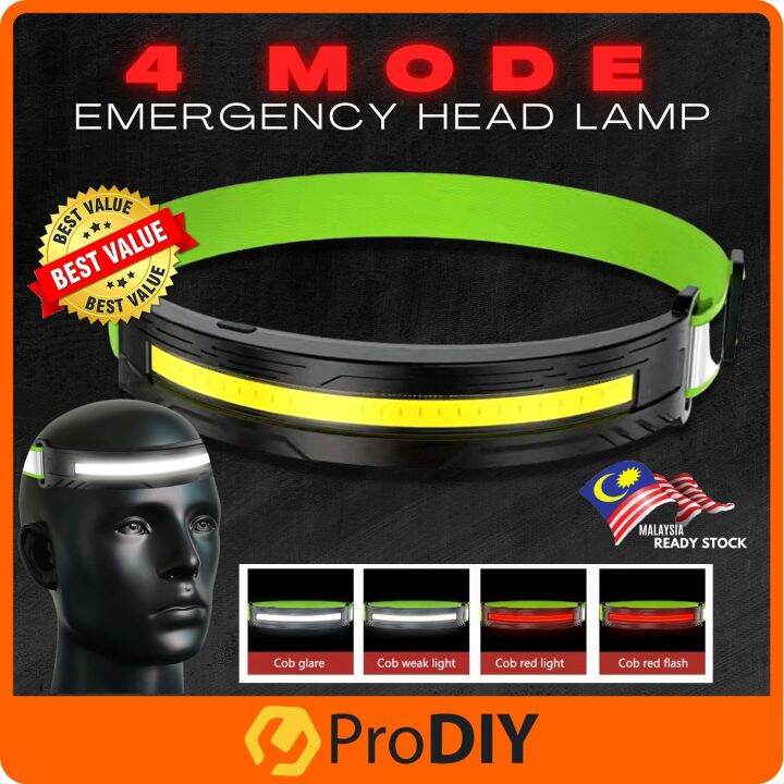 4 Mode Emergency Head Lamp Rechargeable Bright Head Mounted Headlamp ...