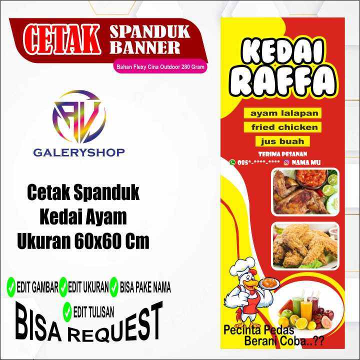 cetak spanduk banner kedai ayam berdiri custom dll. | Lazada Indonesia