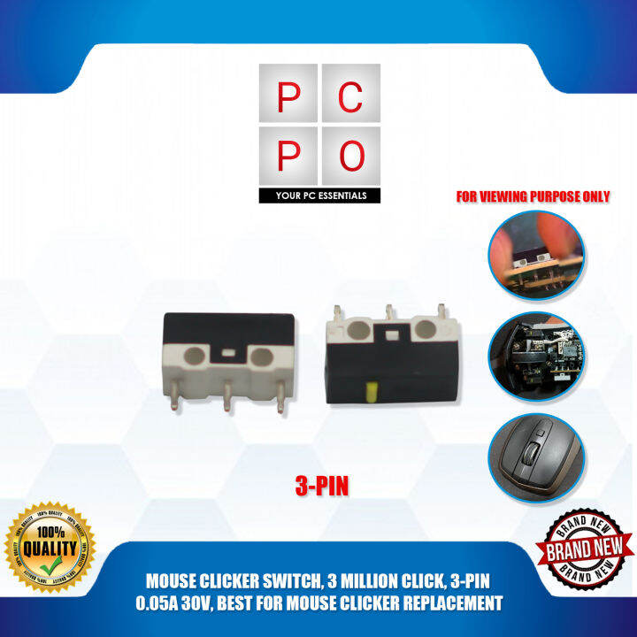 MOUSE CLICKER SWITCH, 3 MILLION CLICK, 3-PIN 0.05A 30V, BEST FOR MOUSE ...