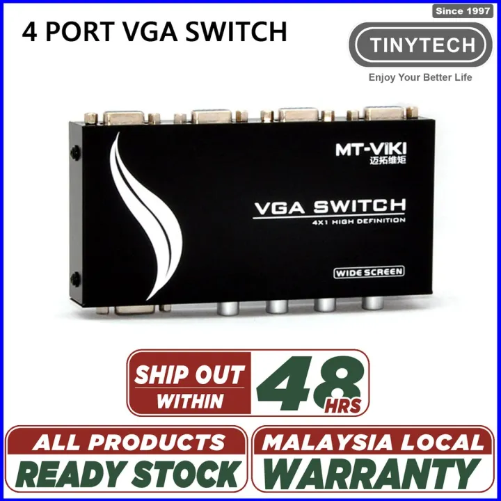 4 Port VGA Switch Box Video Selector 4 Input to 1 Output Auto Scaling ...