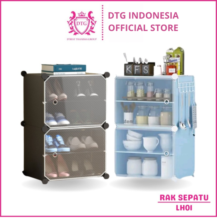 DTG INDONESIA Rak Sepatu Portable 2 Kolom 4 Kotak Sendal Tebal Shoes ...