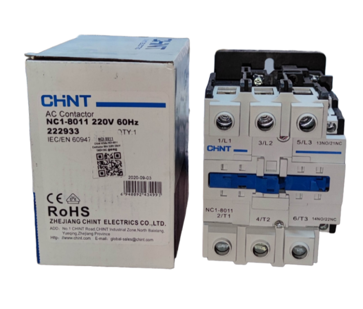 Magnetic Contactor 110A 220V 1 NC + 1NO ( Chint) Operational Current ...
