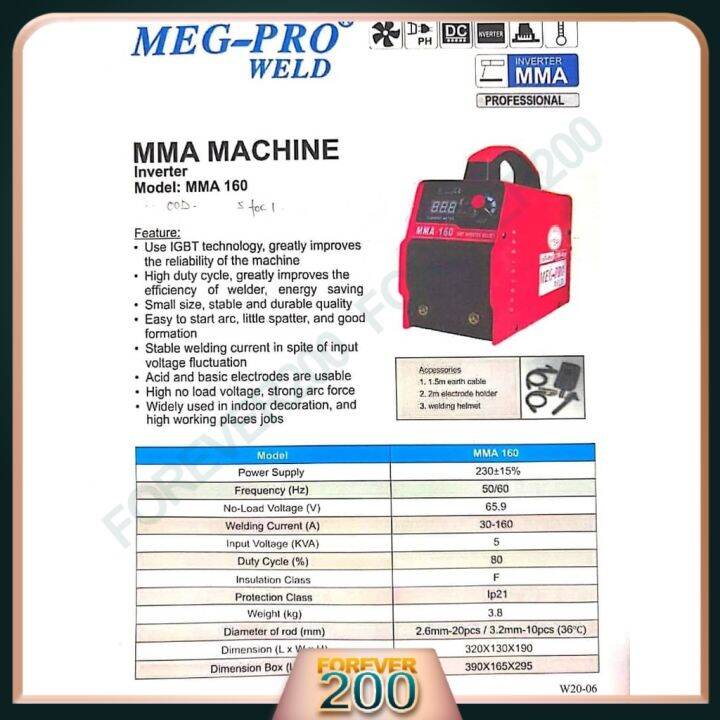 MEG-PRO MMA 160 Portable Welding Inverter Machine for Iron & Steel | Lazada