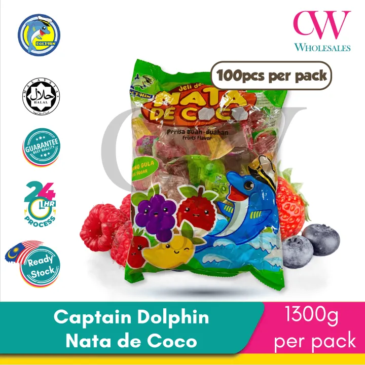Captain Dolphin Nata De Coco Jelly Mix Fruit Flavor 100 pcs per pack ...